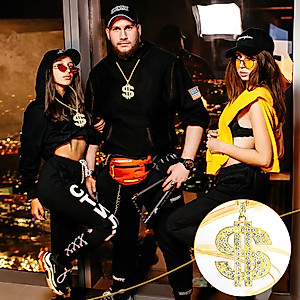 Hip Hop Gold Chain Long Gold Plated Necklace Accessories Mens Dollar Sign Necklaces Money Necklace Fake Gold Chain Pendant Necklace Simple Gold Party Prom Necklace Money Sign Necklace for Men