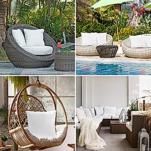 Fixwal 18x18 Inches Outdoor Pillow Inserts Set of 6, Waterproof Decorative Throw Pillows Insert, Square Pillow Form for Patio, Furniture, Bed, Living Room, Garden ( White )