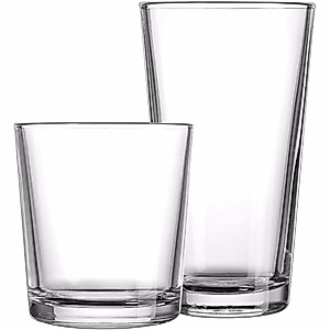 HE Classic Drinking Glasses Set, 12-Count Classic Glassware, Includes 6 Cooler Glasses(17oz) 6 DOF Glasses(13oz)12-piece Elegant Glassware Set