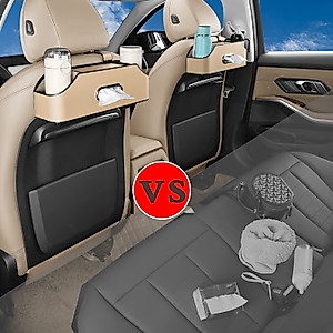 HOLDCY Car Back Seat Organizer with 2 Drink Cup Holder - Tissue Box and Storage Box Hook - Multi-functional Storage - Great for Kids and Travel (Beige)