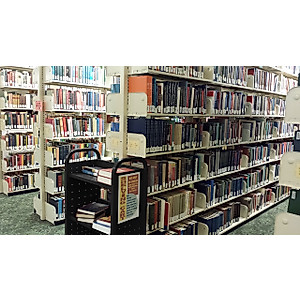 HHAA HA Library Rolling Book Cart with 3 Flat Shelves,Book Truck with Swivel Lockable Casters for Home,Office and School (Black)