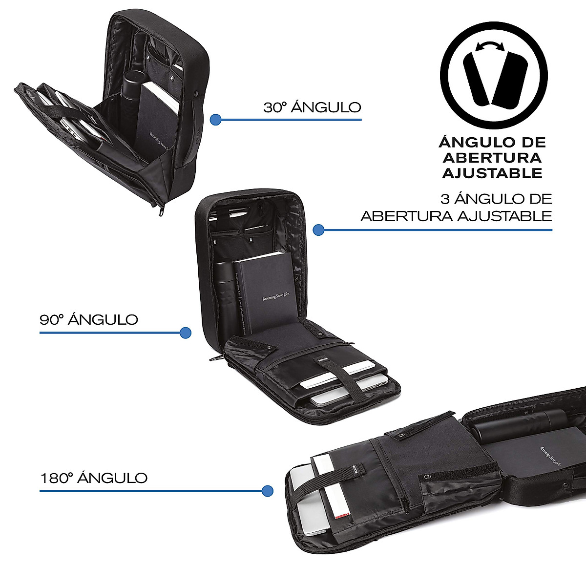 XDDesign P705.571 Bobby Bizz Anti Theft Compact Travel Laptop Backpack and Briefcase with USB Port, Integrated Lock, and Hidden Compartments, Black