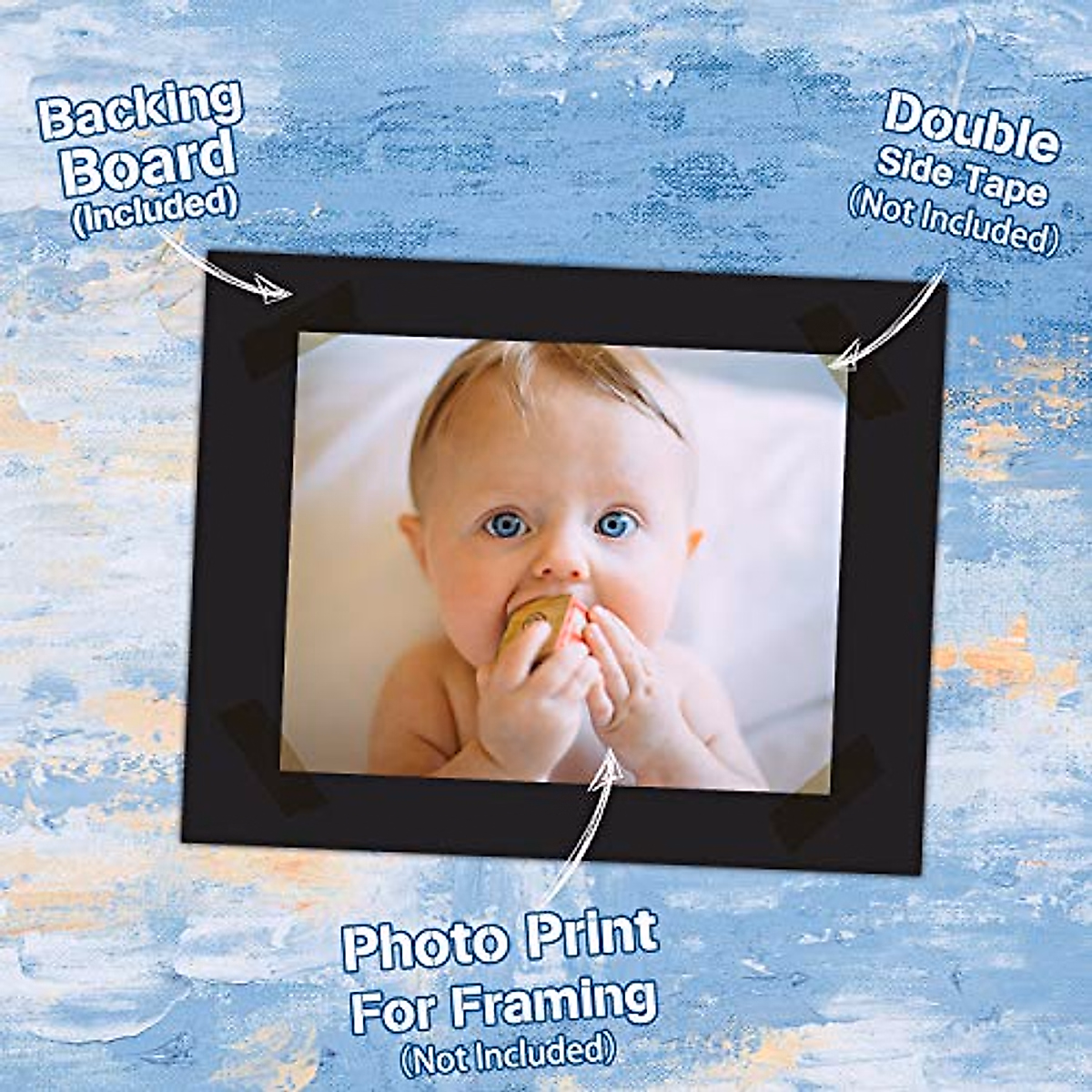 Golden State Art, 11x14 Uncut Photo Mat Matboard Black - Great for Making DIY Projects, Presentation Boards, Art Crafts (50 Pack)