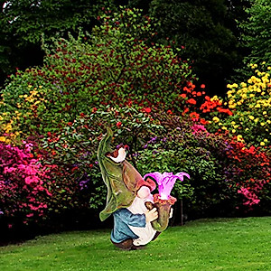 Outdoor Garden Gnome Statue with Solar Light, Large Gnomes Garden Decorations Patio Balcony Yard Lawn Ornament Gift 12.6"