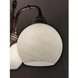 LARTEEN 3 Pack Alabaster White Glass Lamp Shade Cover Replacement for Lighting Fixture, 5.9" Diameter Round Globe Shade for Chandelier Pendant Light Wall Sconce, 1-5/8 inch Fitter Opening