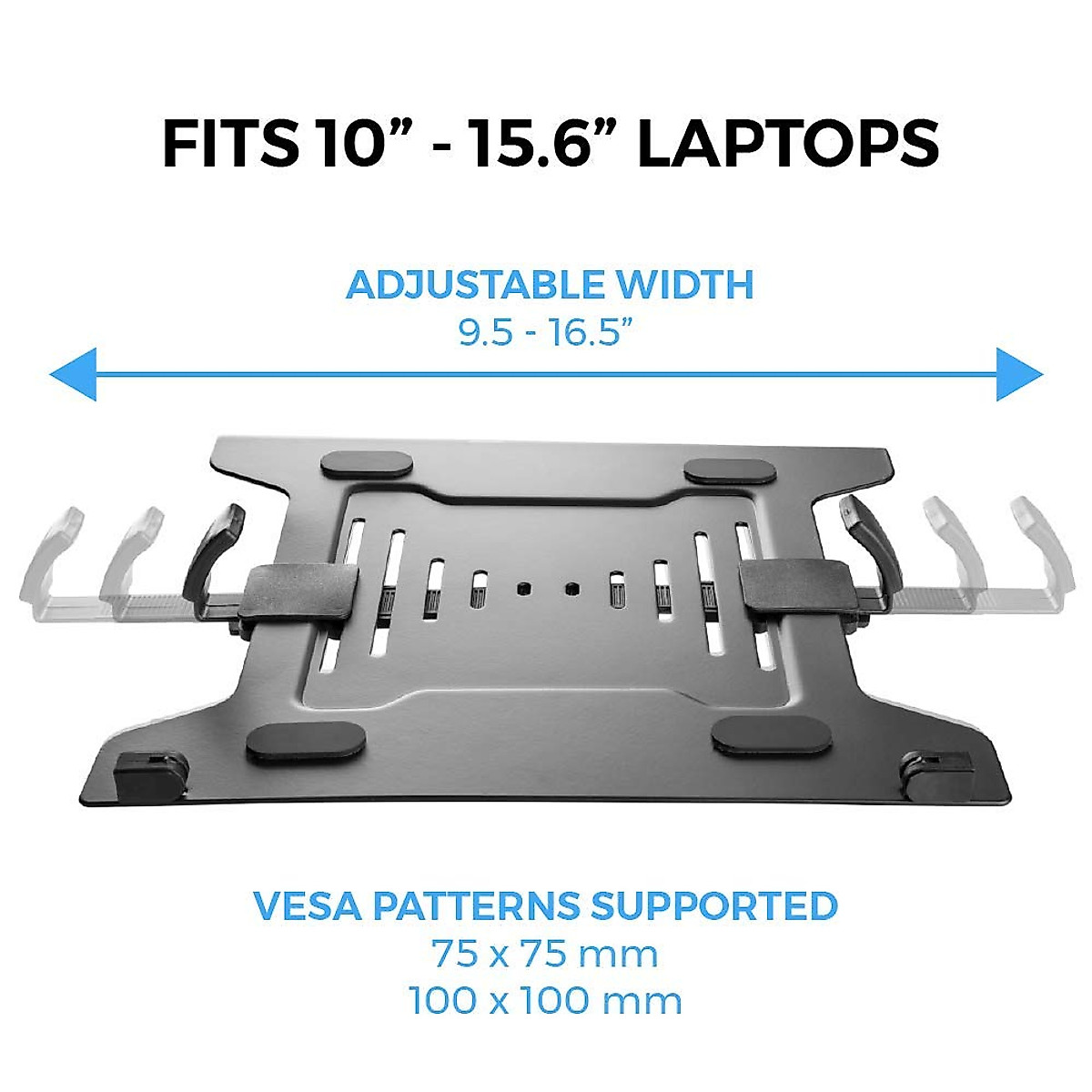 HumanCentric Laptop Mount Tray for Monitor Arms and Stands (Tray Only) | Notebook Arm Mount Tray Fits 75 x 75 and 100 x 100 mm VESA Mount Holes | Fully Secures Laptop