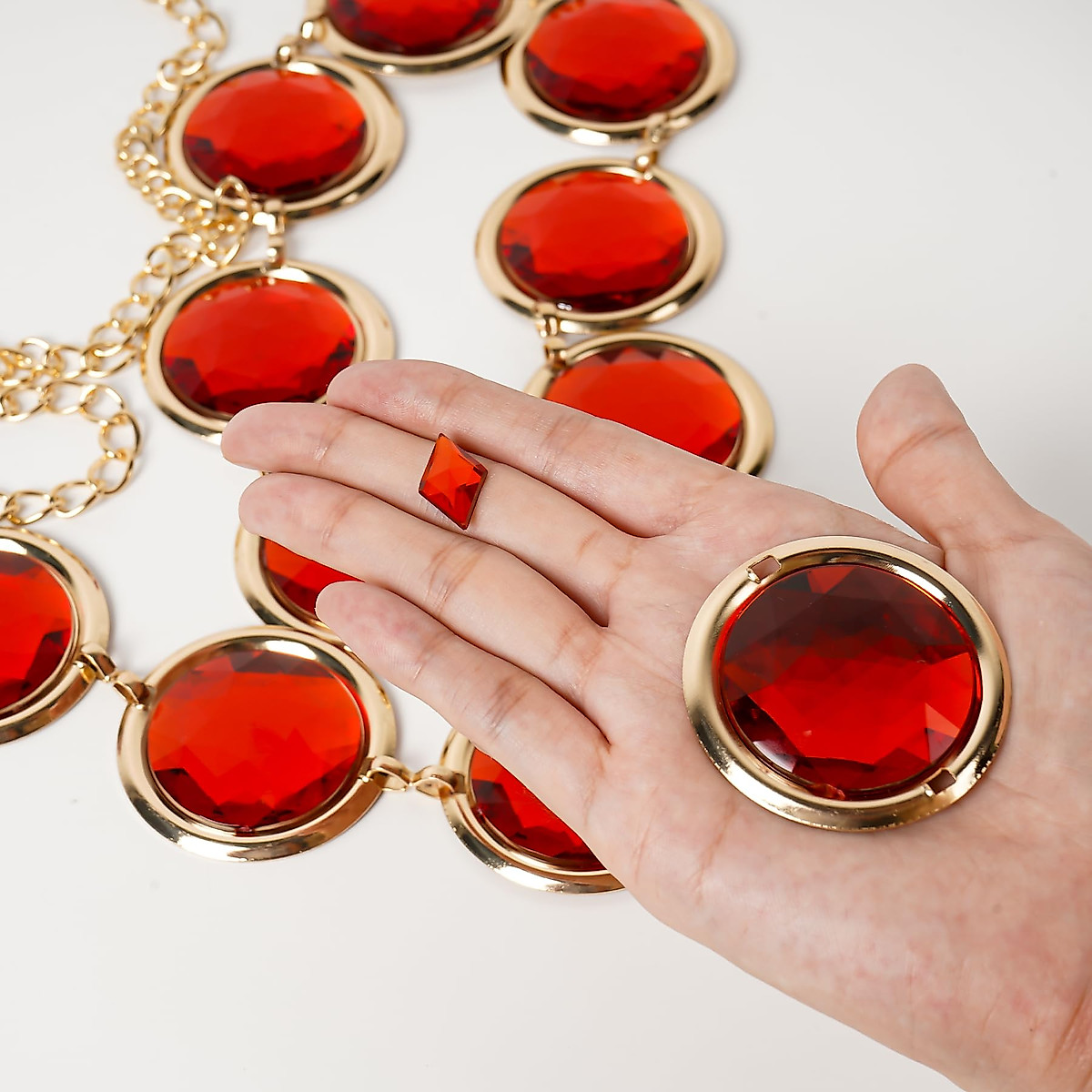 Red Gem Waist Belt - PUWUTO Anime Cosplay Stone Chain Western Belt, Adjustable Halloween Rhinestone Belt Costume for Women Halloween Cosplay Props Accessories