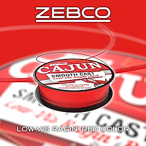 Zebco Cajun Smooth Cast Monofilament Fishing Line, Low-Vis Ragin’ Red Quarter Pound Spool, 1,450-Yards, 10-Pound, Virtually Invisible, Natural Presentation