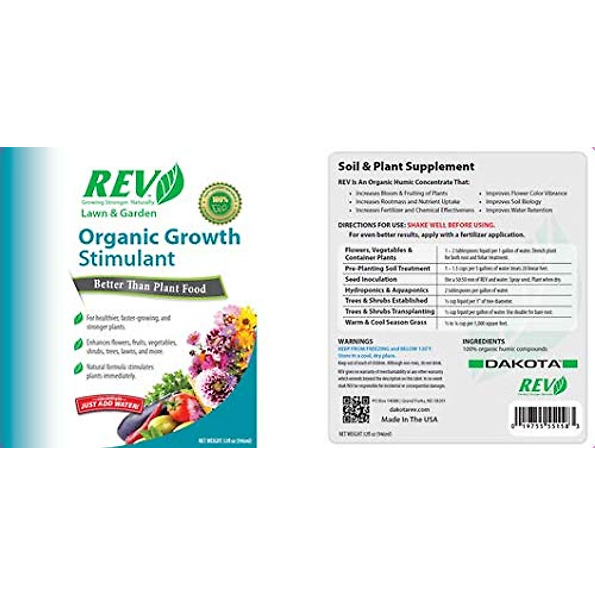 Organic REV Natural Plant Food 32 Ounce for Healthier Plants