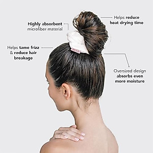 Kitsch Microfiber Hair Towel Scrunchies - Ultra Soft, Large, 2 pcs (White) - Ideal for Thick, Thin, Curly or Straight Hair - Fast Drying Magic - Perfect for Women and Girls - Machine Washable