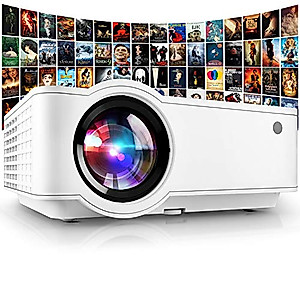Mini Projector 7500 Lux 210" Projector 1080P Supported Display with 52000 Hrs LED Movie Projector Compatible with Phone Computer Laptop USB HDMI VGA-Home Office Outdoor Entertainment