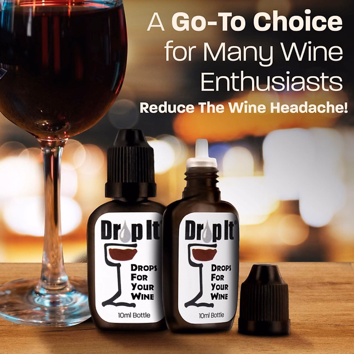 Drop It Wine Drops 2pk - The Original Sulfite and Tannin Reducer - Naturally Eliminate Sensitivities, Allergies, and Histamines - Portable Wine Wand Alternative - Easy To Use - Treat Up To 55 Glasses