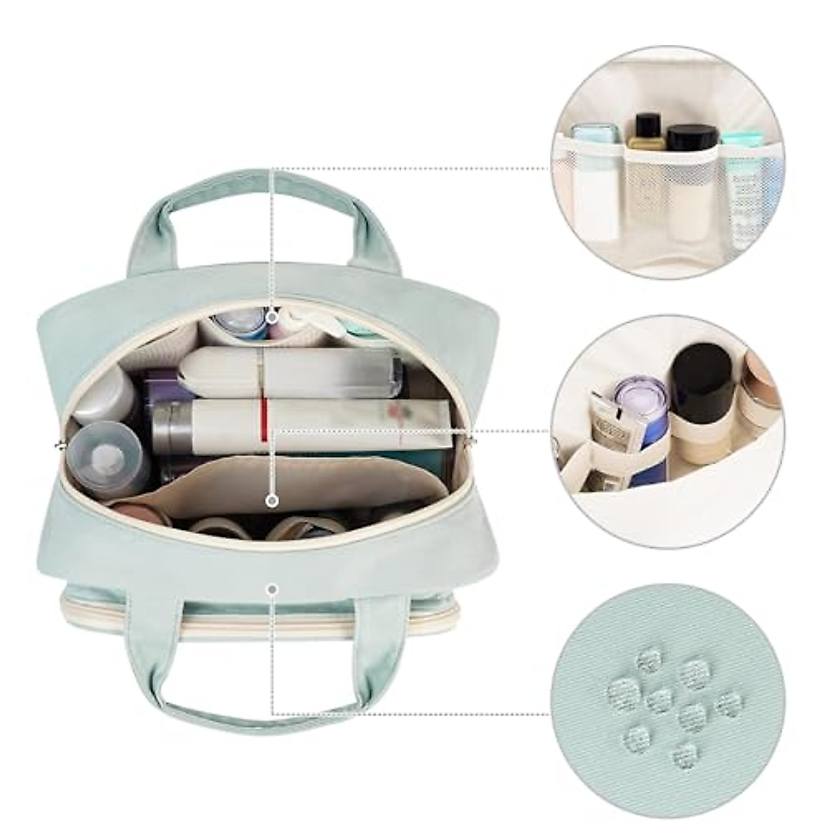 Narwey Large Toiletry Bag Women Makeup Bag Organizer Travel Cosmetic Bag for Essentials Accessories (Mint Green)