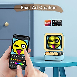 Divoom Ditoo Retro Pixel Art Game Bluetooth Speaker with 16X16 LED App Controlled Front Screen (Blue) …