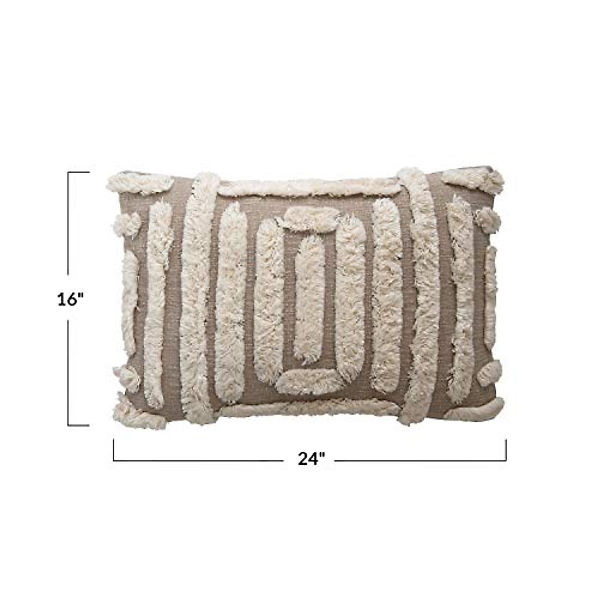 Creative Co-Op Lumbar Tan & Cream Tufted Woven Cotton Pillow, Tan