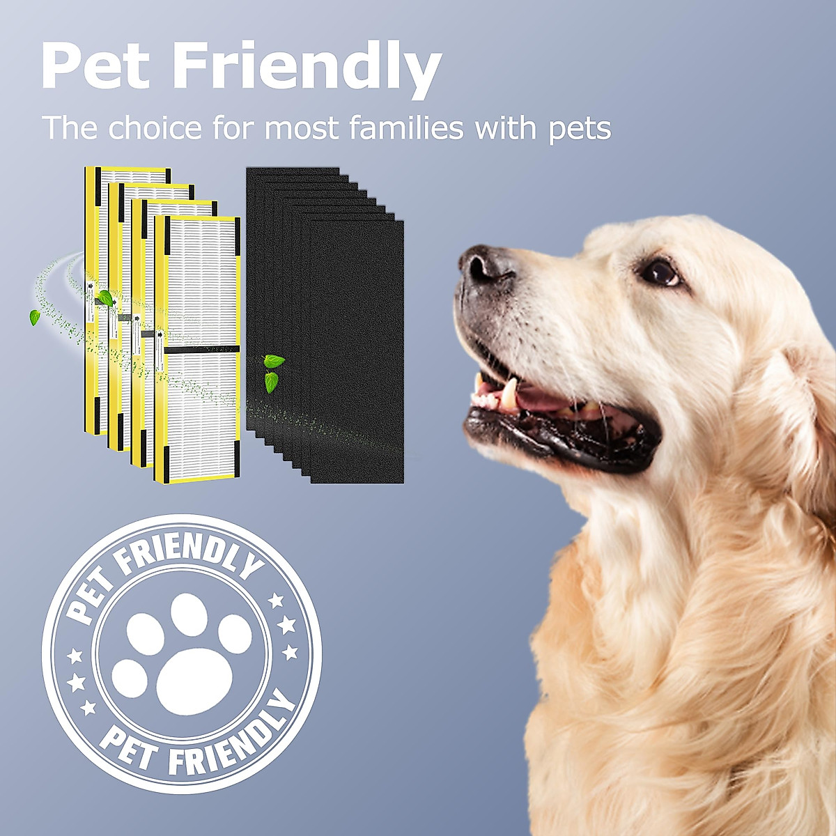 Improvedhand FLT4825 HEPA Filter B Replacement Compatible with G-Guardian Air Purifiers AC4825 AC4825E AC4300 AC4800 AC4900 AC4850,4 True HEPA Filters+8 Carbon Pre-Filters