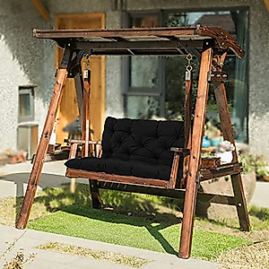 Hruile Indoor/Outdoor Loveseat Cushion 2-3 Seater Bench Cushion with Backrest, 3 Inches Thick Seat Cushions Mat with Ties, Seat Pad for Outdoor Patio Furniture Swing Chair,40x40in,Gray