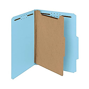 Smead 100% Recycled Pressboard Classification File Folder, 1 Divider, 2" Expansion, Letter Size, Blue, 10 per Box (13721)
