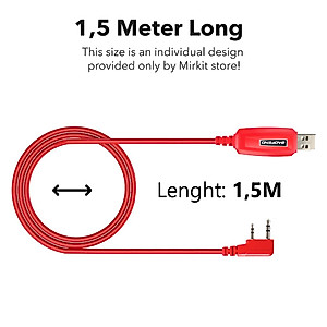 BAOFENG Programming Cable UV-5R/5RA/5R Plus/5RE, UV3R Plus, BF-888S, 5R EX, 5RX3, GA 2S (Cable Lenghth-59 inch, Mirkit Red, This one Works!)