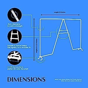 TitanSecure 4 Pack *** New Extra Wide 16 Inch Length*** White Wire Shelf Dividers for Closets - Best Closet Organizer Takes Seconds to Install (ONLY FITS 16 INCH Shelving)