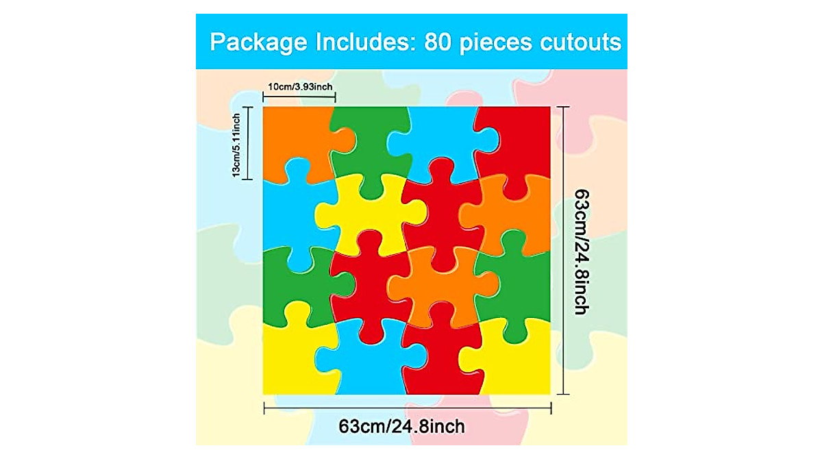 Colorful 80Pcs Puzzle Cutouts for Classroom Decor
