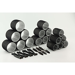 Hair Roller Set, Velcro Rollers, Jumbo Self-Grip 18pcs, 2.5in, 2in, 1.5in, No- Crease Hair Clips, Universal Roller Clips, Big Blowout Look