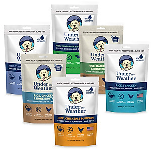 Under the Weather Bland Diet for Dogs | Easy to Digest for Sick Dogs | Always Be Ready | Contains Electrolytes - All Natural Freeze Dried 100% Human Grade Meats | 6 Pack - Multiflavor - 6oz