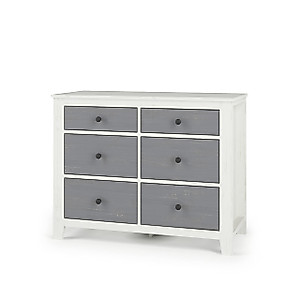 Child Craft Ocean Grove 6 Drawer Dresser for Nursery or Bedroom, Plenty of Storage, Anti-Tip Kit Included to Prevent Tipping, Non-Toxic, Baby Safe Finish (White/Gray)