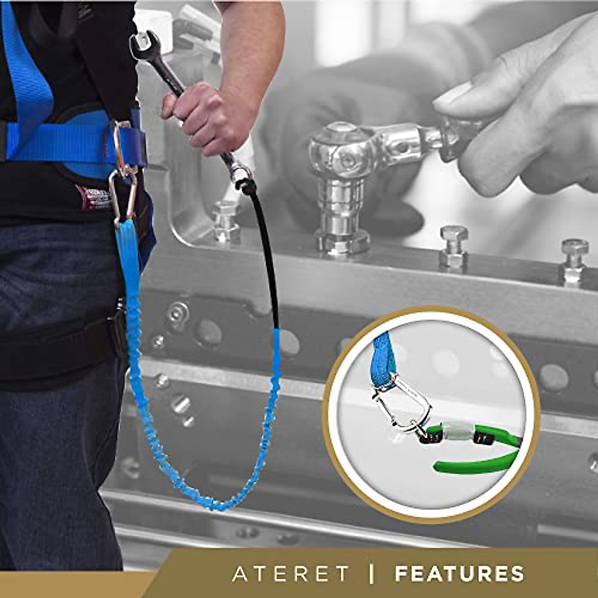 Palmer Safety Tool Lanyard w/Single Carabiner & Adjustable Loop End, Maximum Strength 7KG / 15.0lbs, 52" Total Length, Aluminum Screw Lock Carabiner T2203 (1-Pack)