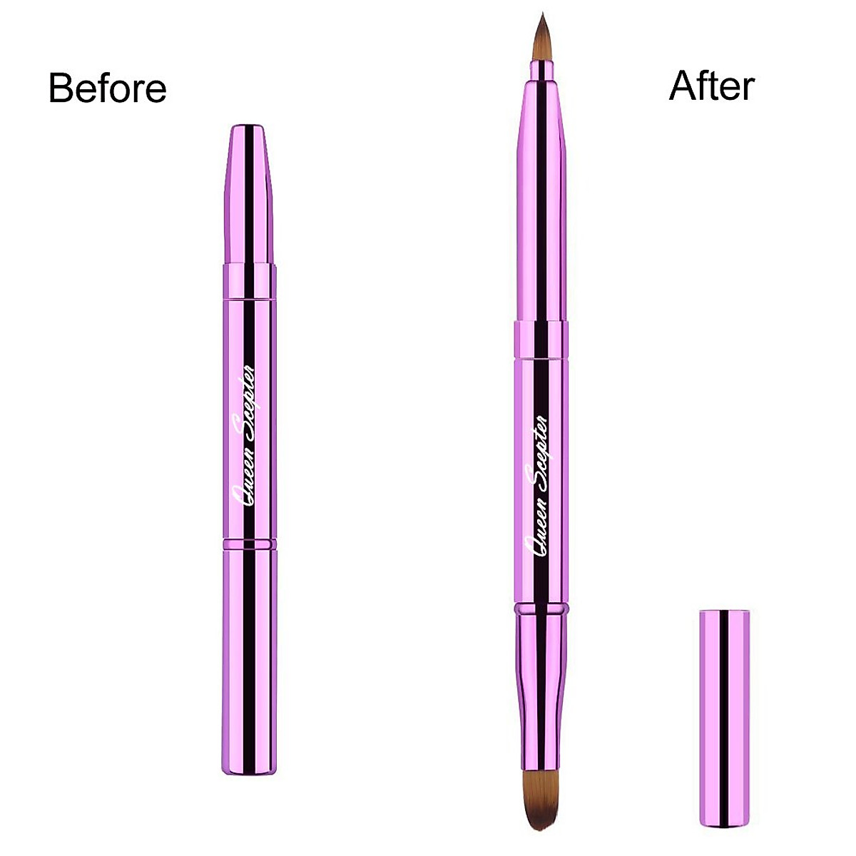 2 Pieces Retractable Eyebrow Lip Brush Soft Eyelash Makeup Brush Set With Cap Concealer Eyeliner Travel Cosmetic Brushes