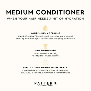PATTERN Beauty by Tracee Ellis Ross Medium Conditioner - Hydration & Slip for Curly Hair 3a-4a, 3 Fl Oz