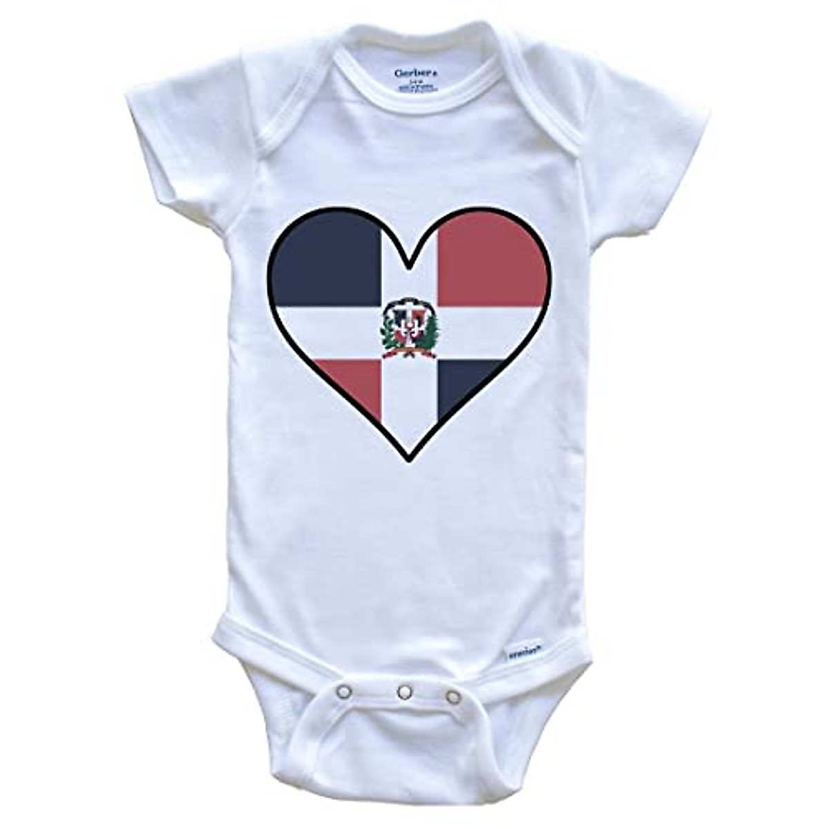 Really Awesome Shirts Dominican Flag One Piece Baby Bodysuit - Cute Dominican Flag Heart - Dominican Republic Baby Bodysuit, 3-6 Months White