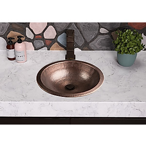 Monarch Abode 17094 Pure Copper Hand Hammered Rotunda Dual Mount Bathroom Vanity Sink (16 inches)