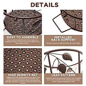 Neisrai Iron Art Metal Railing Flower Pot Hanging Basket for Indoor Pot Holder Hanger 3 Pack Outdoor Plants Perfect for Porches and Patio Decor Leaf Pattern (Black)