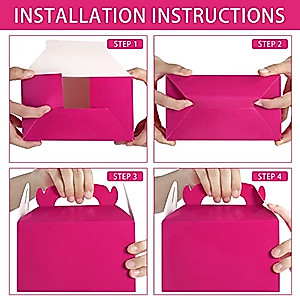 Hot Pink Party Treat Boxes 24 Pcs Bright Pink Candy Cookies Gift Box DIY Party Favor Bags Snack Goody Cardboard Gable Boxes Prefect for Kids Birthday Party Gift Giving Baby Shower Wedding Valentine Decorations