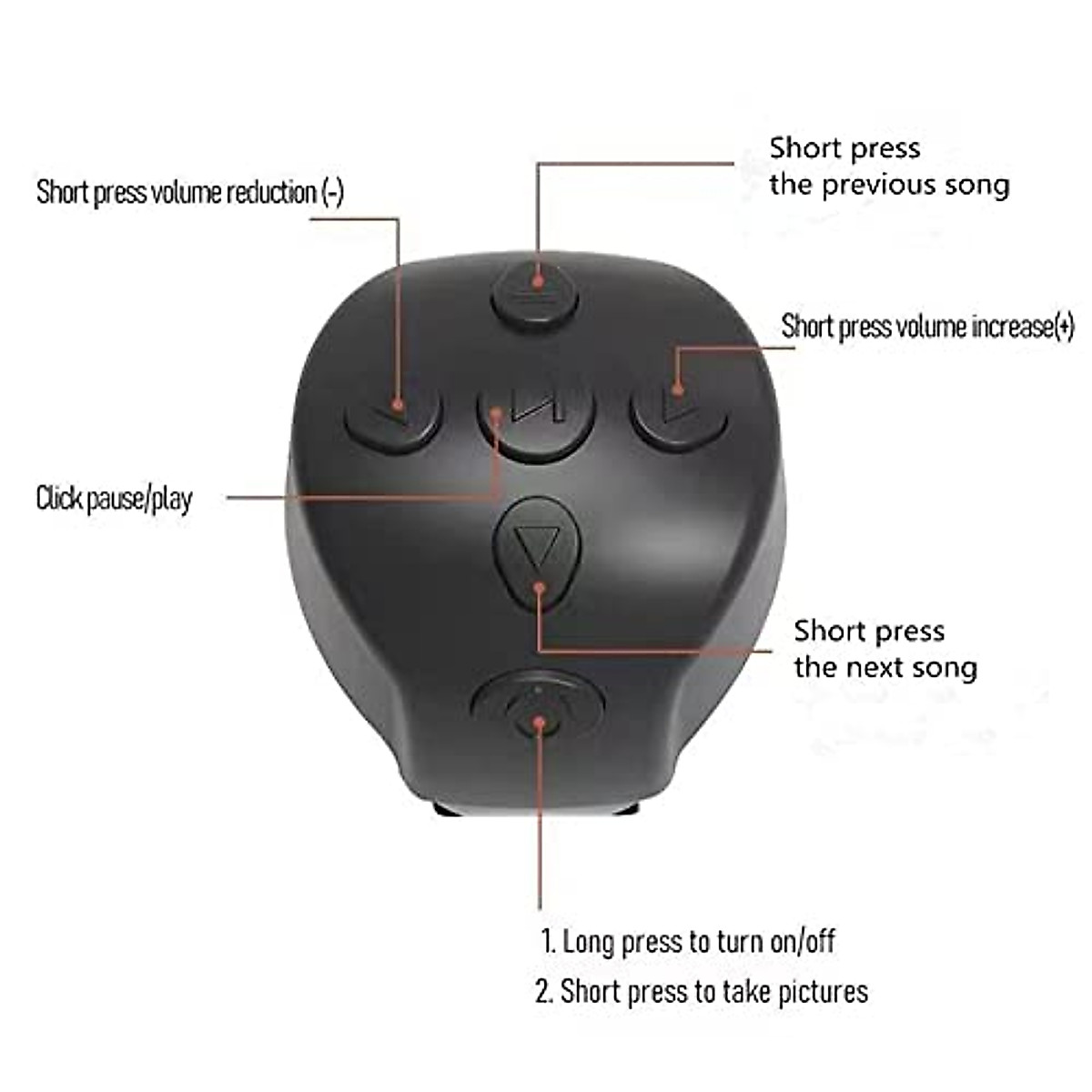 Shutter Remote Control - Bluetooth Wireless Selfie Recording Video Music App Button Clicker - Compatible with iPhone, iPad, Android, Samsung, Google Pixel Cell Phones, Smartphones and Tablets(Black)