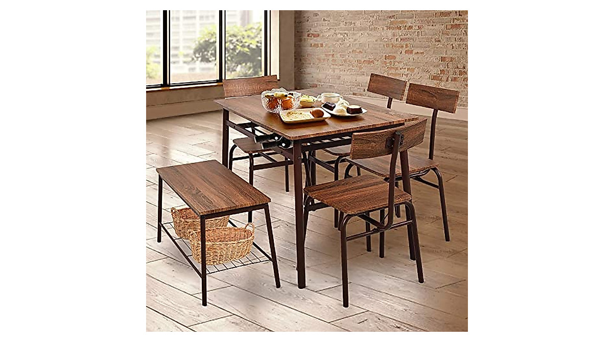 JOMEED 6-Piece Industrial Dining Set - Modern Kitchen & Dining Furniture
