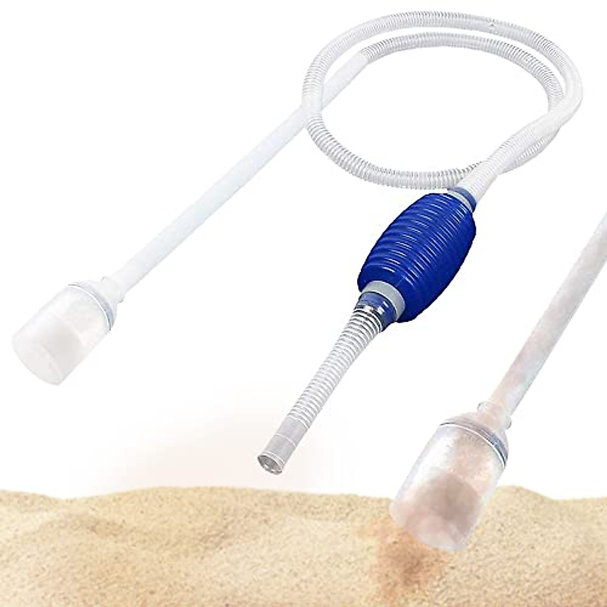 SunGrow Water Siphon Pump for Fish Tank with Priming Bulb, 3.5" Nozzle Net, 65-Inches, Long Nozzle Sand Cleaning Kit, Fish Gravel Vacuum to Clear Water, Aquarium Siphon Tank, 2-Minutes to Assemble