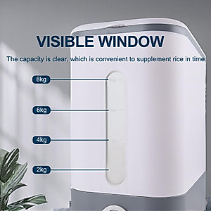 Rubtlamp 25 Lbs Gray Rice Dispenser, Rice Container with Lid, Rice Storage Container with Measuring Cup, Food Dispenser Rice Container, Storage Container for Cereal, Household Rice Bucket