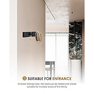 2 Pack，Waterproof Black Towel Hooks，Foldable Towel Hooks for Bathrooms，Modern Coat Hooks，Black Robe Hooks，Bathroom Modern Hooks，Free Perforated，Bathroom Towel Hooks，Towel Door Hooks，Also for Kitchen.