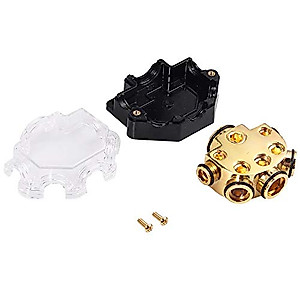 VonSom 5 Way Power Distribution Block, 1x 0 Gauge in, 2/4/8 Gauge Out Amp Power Distribution Ground Distributor Connecting Block for Car Amplifier Audio Splitter (2 Pieces)