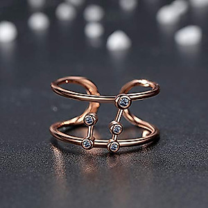 VIKI LYNN Taurus Zodiac Constellation Ring Sterling Silver Adjustable Horoscope for Women