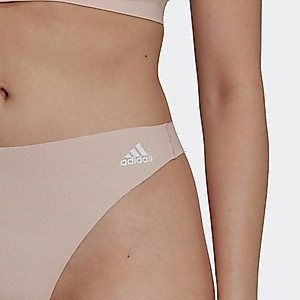 Adidas Women's Micro Flex Thong Panty Underwear, Peach Whip/White, X-Large