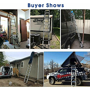 Telescopic Loft Ladder 3.2m/10.5ft Telescoping Extension Foldable Ladder Folding Attic Ladder 11 Steps for Multipurpose, 330lb Load Capacity