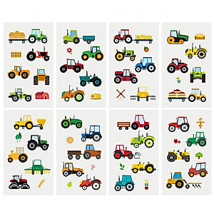24 Sheets Tractor Temporary Tattoos, Birthday Decorations Tractor Party Favors
