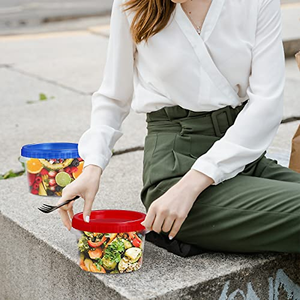 24 Pack 16oz Twist Top Containers with 2 Rolls Freezer Labels Twist Cap Deli Containers Porridge Dessert Containers with Screw Lids 4 Color Small Top Screw on Lids Jam Containers for Snacks Fruit Leftovers