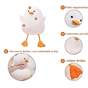 DRUNKENRIVER Cute Duck Stuffed Animals Sleeping Pillows Gifts for Girls Teens White Plushie Hugging Animal Super Soft Toys Christmas, Valentine's Day Gifts (White,13.7inches)