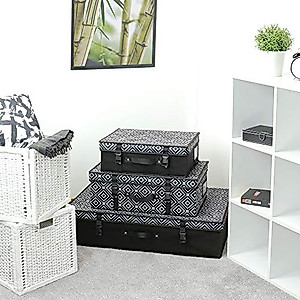 HANGERWORLD - Large Black & White Diamond Pattern Bridal Dress Storage Box with Lid
