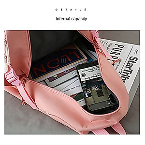 MOJIDUO 5Pcs Set Kawaii Backpack with cute plush Pendants & Badge,19 gallon capacity School Bag Cute Aesthetic Backpack