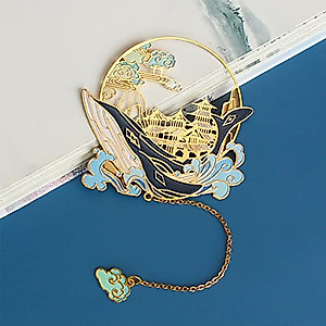 Metal Bookmarks Fox Bookmark Exquisite Suzaku Book Markers Anime Bookmark Gold Cutout Bookmark Cool Reading Book Lovers Gifts for Readers Girls Women Boys Kids Men Best Friend Whale Jump